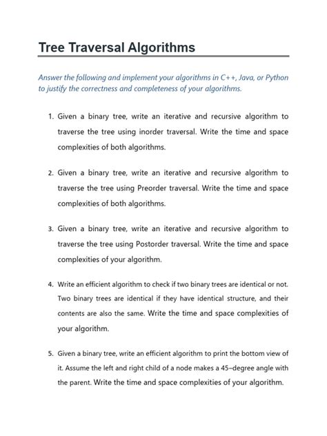 Test Tree Traversal Algorithms Pdf