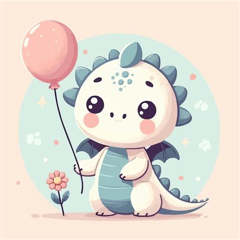 Premium Vector A Flat Illustration Of Cute Dragon With Kawaiii Style