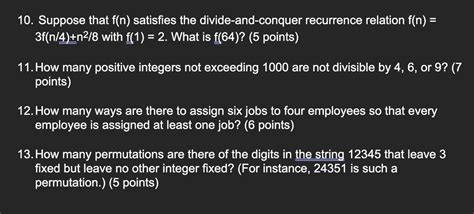 Solved Suppose That Fn ﻿satisfies The Divide And Conquer