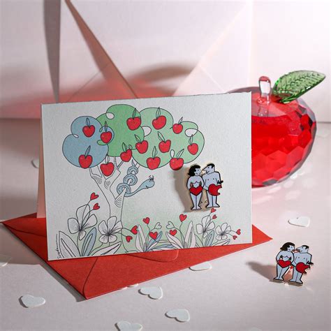 Love Card Hard Enamel Pin Adam Eve T Wedding T Lapel
