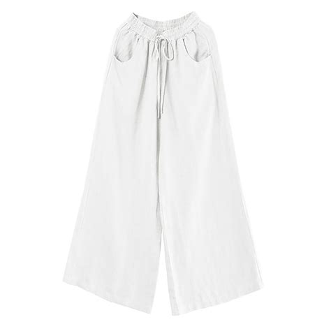 Купити Puntos Жіночі бавовняні лляні штани з високою талією Вінтажні штани Прямі штани для миття