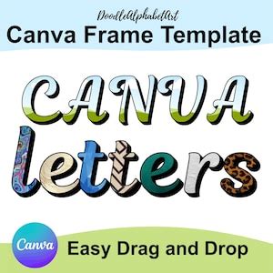 Editable Canva Frame Letters With Modern Calligraphy Font Etsy