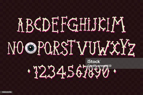 좋은 할로윈 포스터와 초대장을 만들기 위한 복고풍 벡터 문자의 집합입니다 또한 서커스 마 포스터에 적합 합니다 컴퓨터 글자에 대한 스톡 벡터 아트 및 기타 이미지 Istock