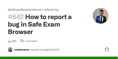 How To Report A Bug In Safe Exam Browser · Safeexambrowser Seb Win Refactoring · Discussion 642