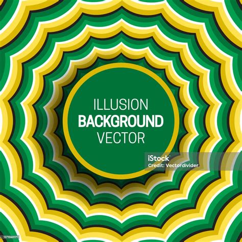 녹색 노란색 착시 최면 배경에 둥근 프레임 은 물결 모양의 줄무늬를 이동 배경 주제에 대한 스톡 벡터 아트 및 기타 이미지