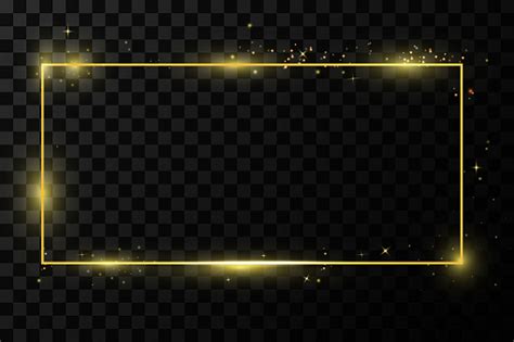 조명 효과와 벡터 황금 프레임입니다 빛나는 사각형 배너입니다 검은 투명 배경에 고립 벡터 일러스트 레이 션 Eps 10 0명에