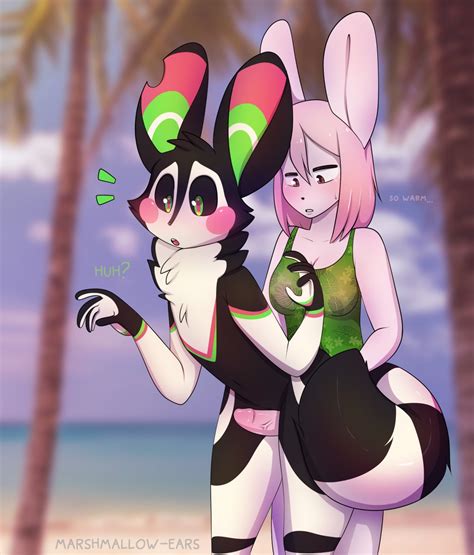 rule 34 anthro catta marshmallow ears clothed clothing dialogue duo