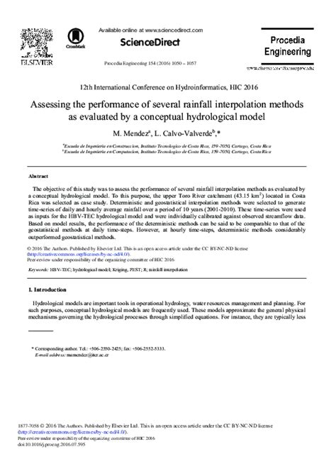 pdf assessing the performance of several rainfall interpolation