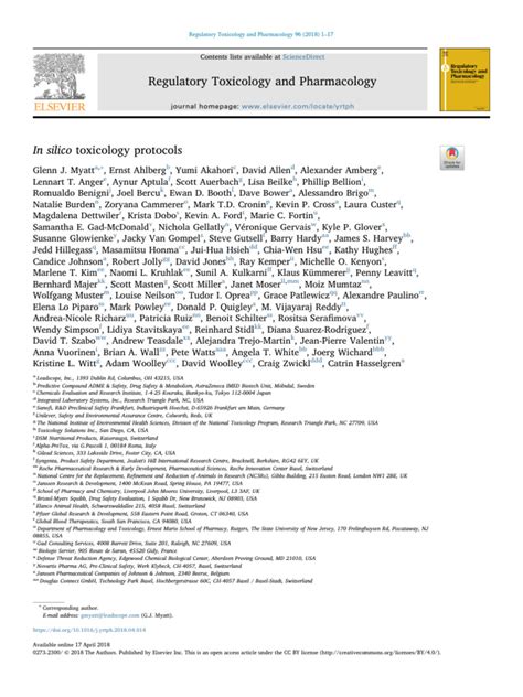 Myatt2018 In Silico Toxicology Protocols Pdf Toxicology Toxicity