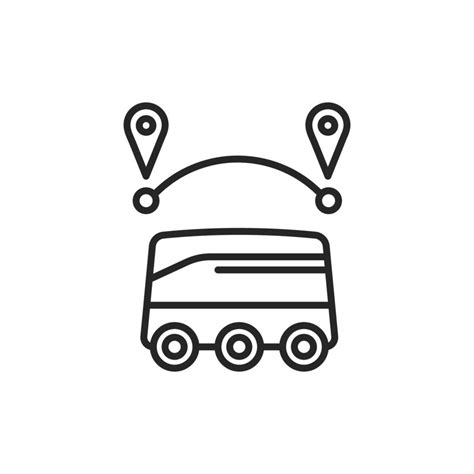 Electric Automated Delivery Robot Route Line Icon Isolated On White
