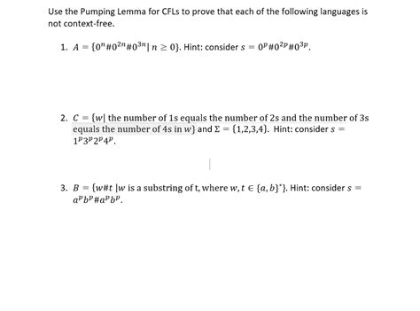 solved use the pumping lemma for cfls to prove that each of