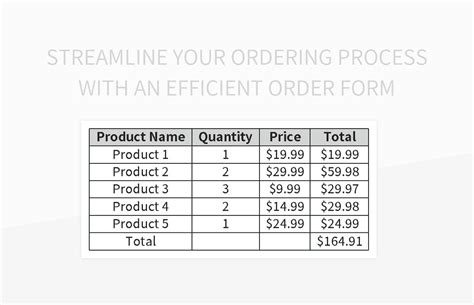 Streamline Your Ordering Process With A Custom Order Form Excel
