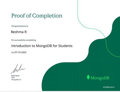 Reshma Ramesh On Linkedin Mongodb Certificate