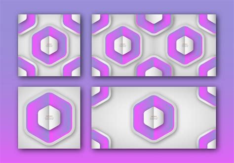 육각형 모양과 바이올렛 색상 Eps10으로 배너 템플릿을 설정합니다 소셜 미디어 템플릿 프리미엄 벡터