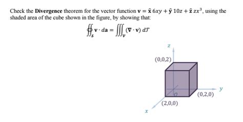Check The Divergence Theorem For The Vector Function Chegg