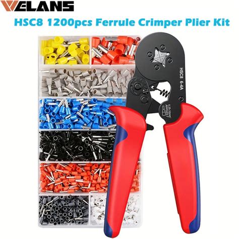 Hsc8 6 4a 1200pcs Ferrule Crimper Plier Kit 0 25 10mm² Awg23 7 Tubular Terminal Crimping Tool