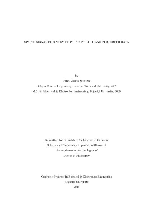 Sparse Signal Recovery From Incomplete And Perturbed Data Eurasip