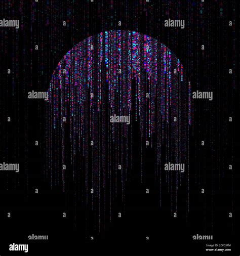 Big Data Visualization Circle Stream Of Falling Multicolored Data