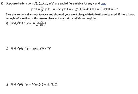 Solved 1 S Suppose The Functions F X G X H X Are Each Chegg Com
