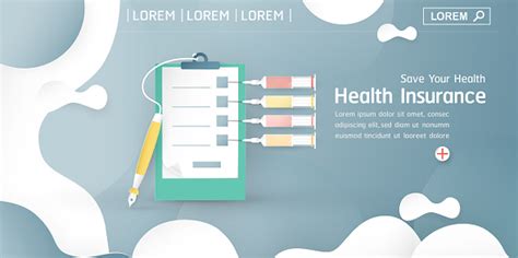 건강 보험의 개념에서 벡터 일러스트 레이 션 템플릿 디자인은 커버 웹 배너 포스터 슬라이드 프리 젠 테이 션을 위한 파스텔 파란색 배경에 있습니다 3d 종이 컷 스타일의
