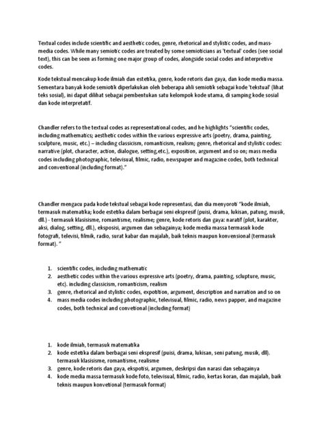 Textual Codes Include Scientific And Aesthetic Codes Pdf Genre Aesthetics