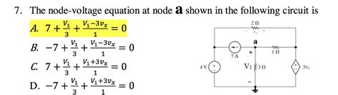 Solved The Node Voltage Equation At Node A Shown In The Chegg