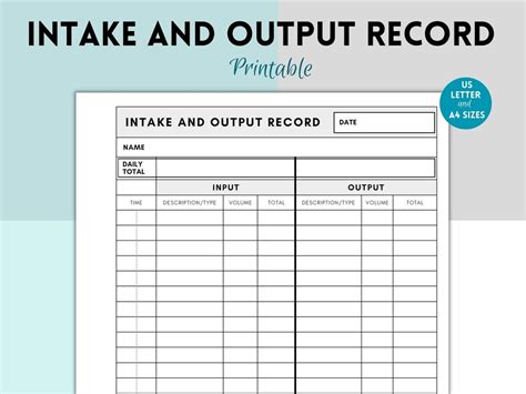 Intake And Output Chart Printable Printable Chart Template
