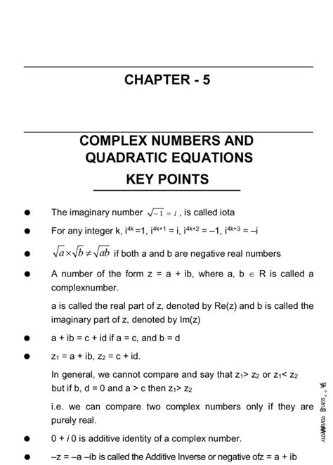 Complex Numbers And Quadratic Equations Notes For Class 11 Maths Pdf Oneedu24