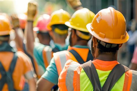 Premium Photo Group Of Construction Workers Protesting For Labor