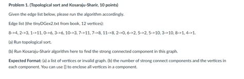 solved problem 1 topological sort and kosaraju sharir 10