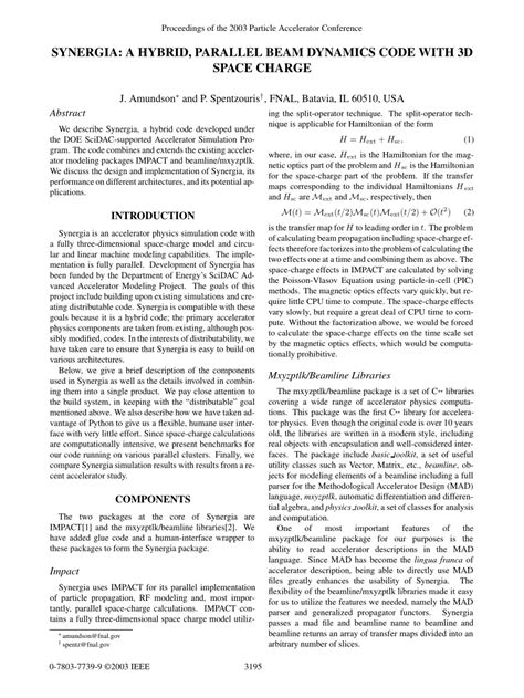 Pdf Synergia A Hybrid Parallel Beam Dynamics Code With 3d Space Charge