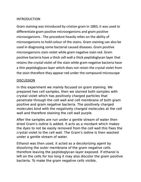 Gram Saining Lab Report On Gram Staining INTRODUCTION Gram Staining Was Introduced By
