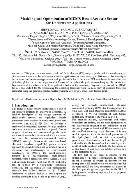 Pdf Modeling And Optimization Of Mems Based Acoustic Sensor For Underwater Applications