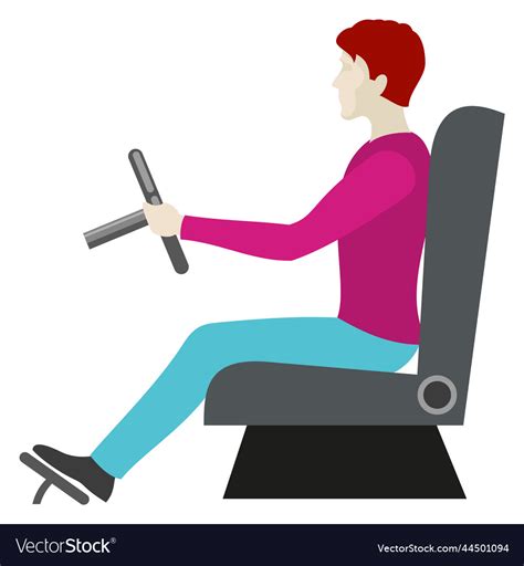 Driver Icon Man Sit In Car Chair And Hold Vector Image