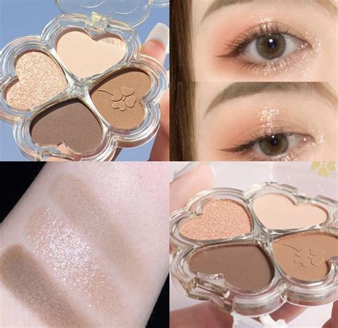 4 Colours Matte Shimmer Cute Eyeshadow Palette Nude Waterproof Long
