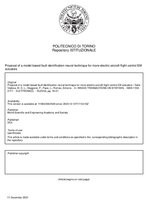 Pdf Proposal Of A Model Based Fault Identification Genetic Techniquefor More Electric Aircraft