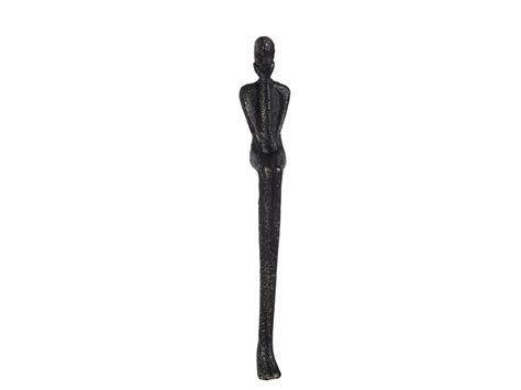 Minimalist Long Legged Figurine Black And Gold Metal Sculpture