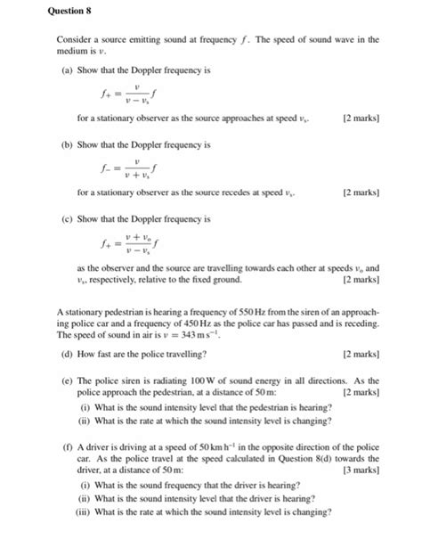 solved question 8 consider a source emitting sound at