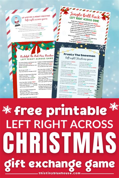 5 Free Left Right Across Christmas Game Printable Games Christmas
