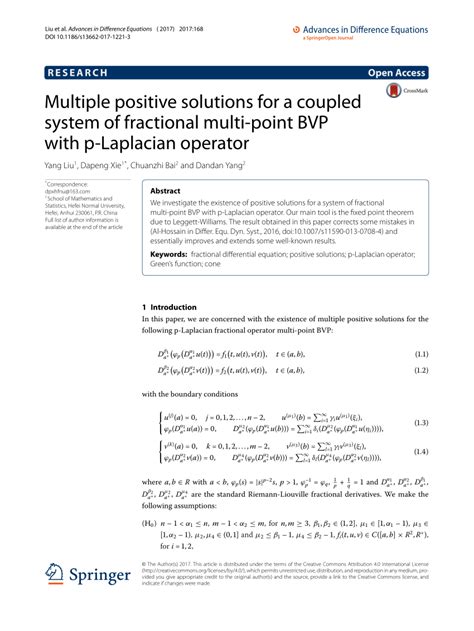 Pdf Multiple Positive Solutions For A Coupled System Of Fractional Multi Point Bvp With P