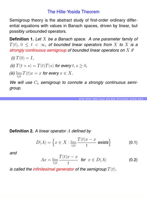 Lecture Hille Yosida Pdf Mathematical Relations Linear Algebra