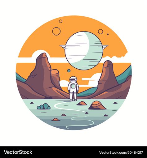Astronaut In Outer Space Flat Style Royalty Free Vector