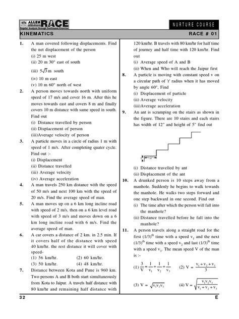 Kinematics Race 1 Pdf Speed Kinematics
