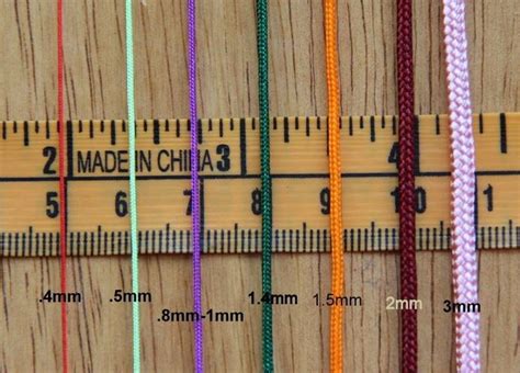 Paracord Sizes Chart For Diy Jewelry