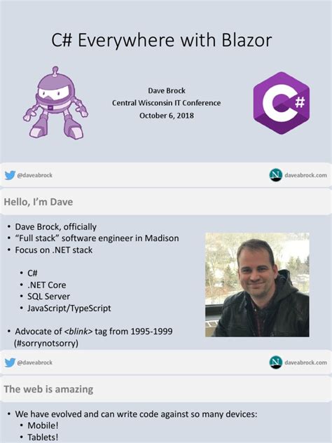 C Everywhere With Blazor Dave Brock Central Wisconsin It Conference