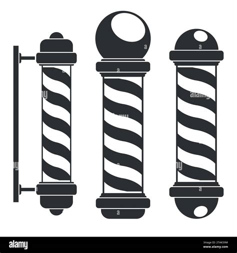 Barber Shop Poles Silhouettes Icons With Stripes Isolated On White