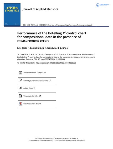 Pdf Performance Of The Hotelling T 2 Control Chart For Compositional Data In The Presence Of