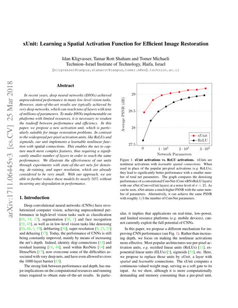 Pdf Xunit Learning A Spatial Activation Function For Efficient Image Restoration