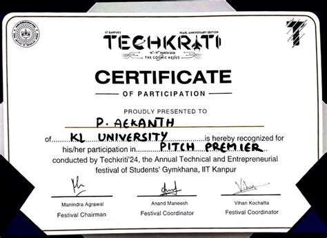 participated in pitch premier event at iit kanpur p aekanth posted on