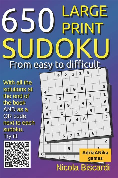 650 Large Print SUDOKU From Easy To Difficult With All The Solutions